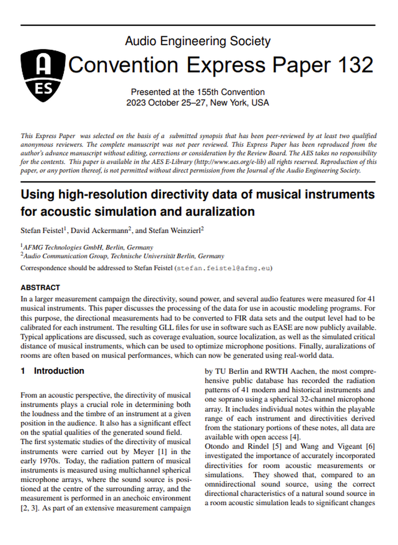 Using High Resolution Directivity Data Of Musical Instruments For Acoustic Simulation And